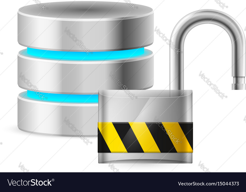 Open padlock - and database computer security Vector Image