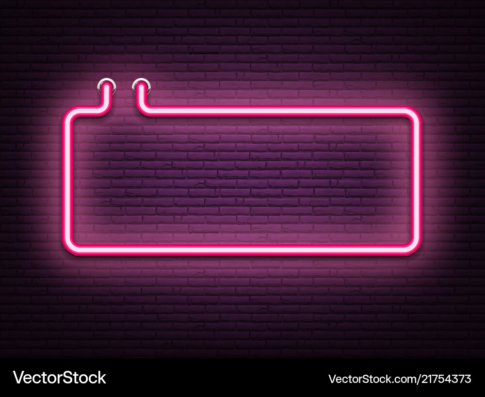 Pink neon luminous signboard on realistic Vector Image