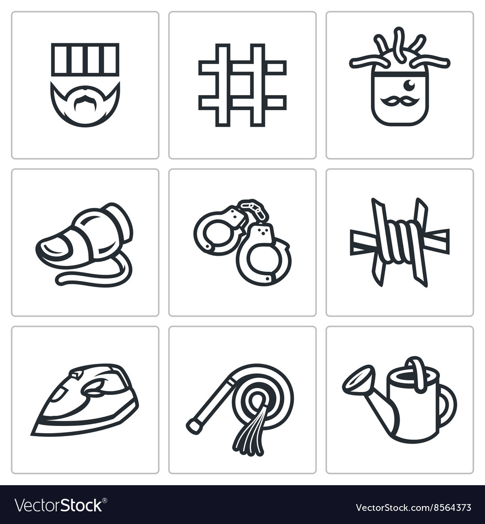 Set interrogation icons criminal Royalty Free Vector Image