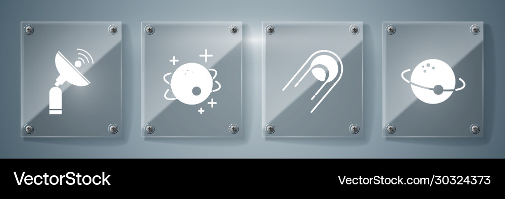 Set planet satellite planet and radar square Vector Image