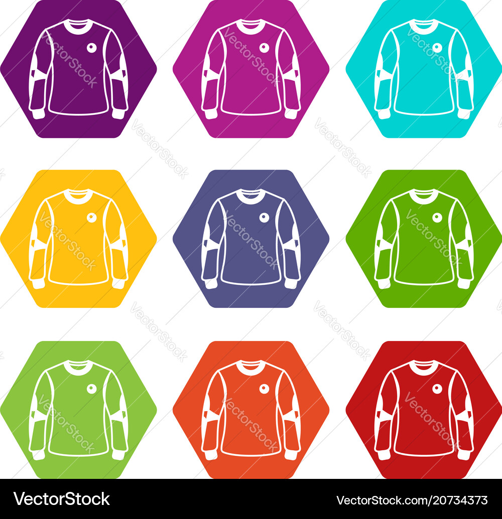 Shirt goalkeeper icons set 9 Royalty Free Vector Image