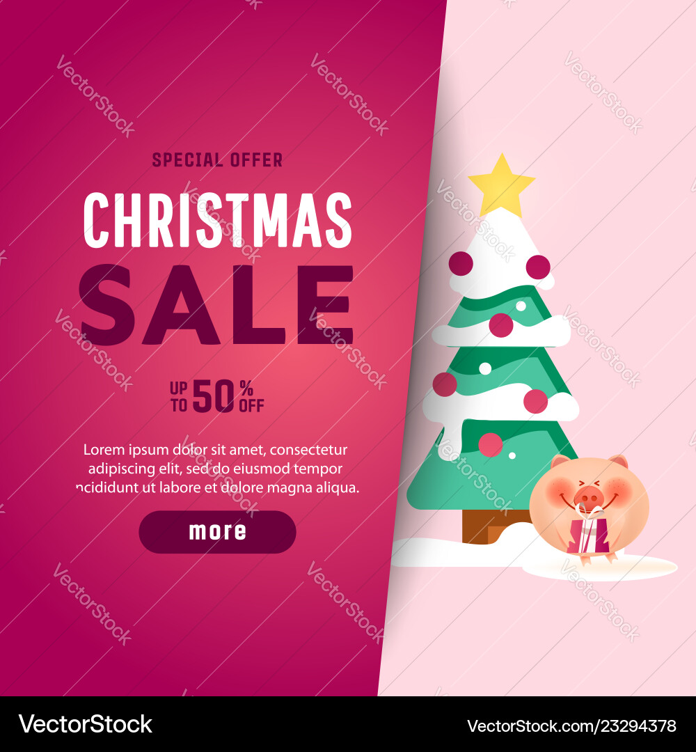 Beautiful christmas poster with tree pigs Vector Image
