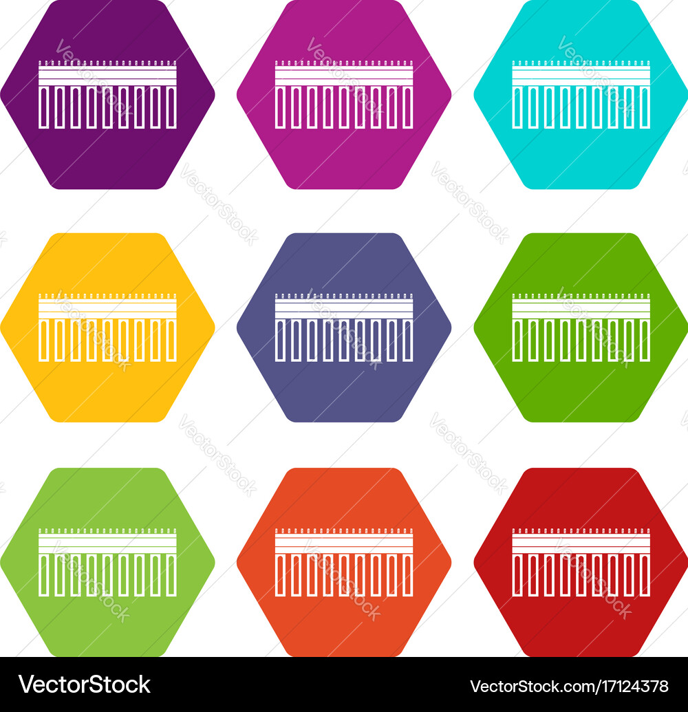 Bridge icon set color hexahedron Royalty Free Vector Image