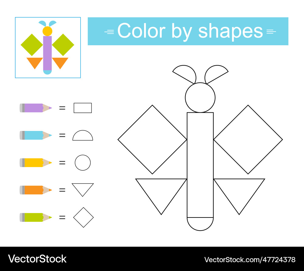 Coloring pages color by shapes Royalty Free Vector Image