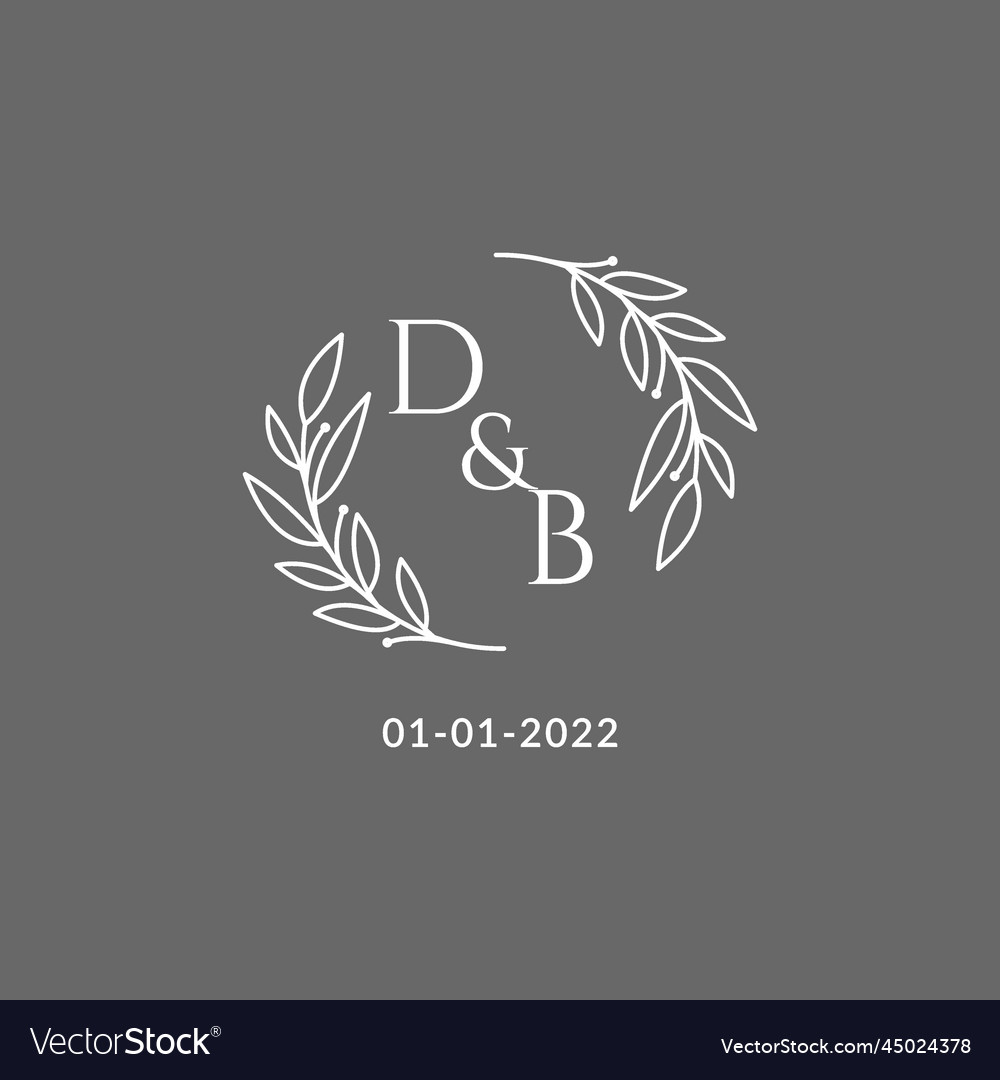 Initial Letter Db Monogram Wedding Logo Royalty Free Vector