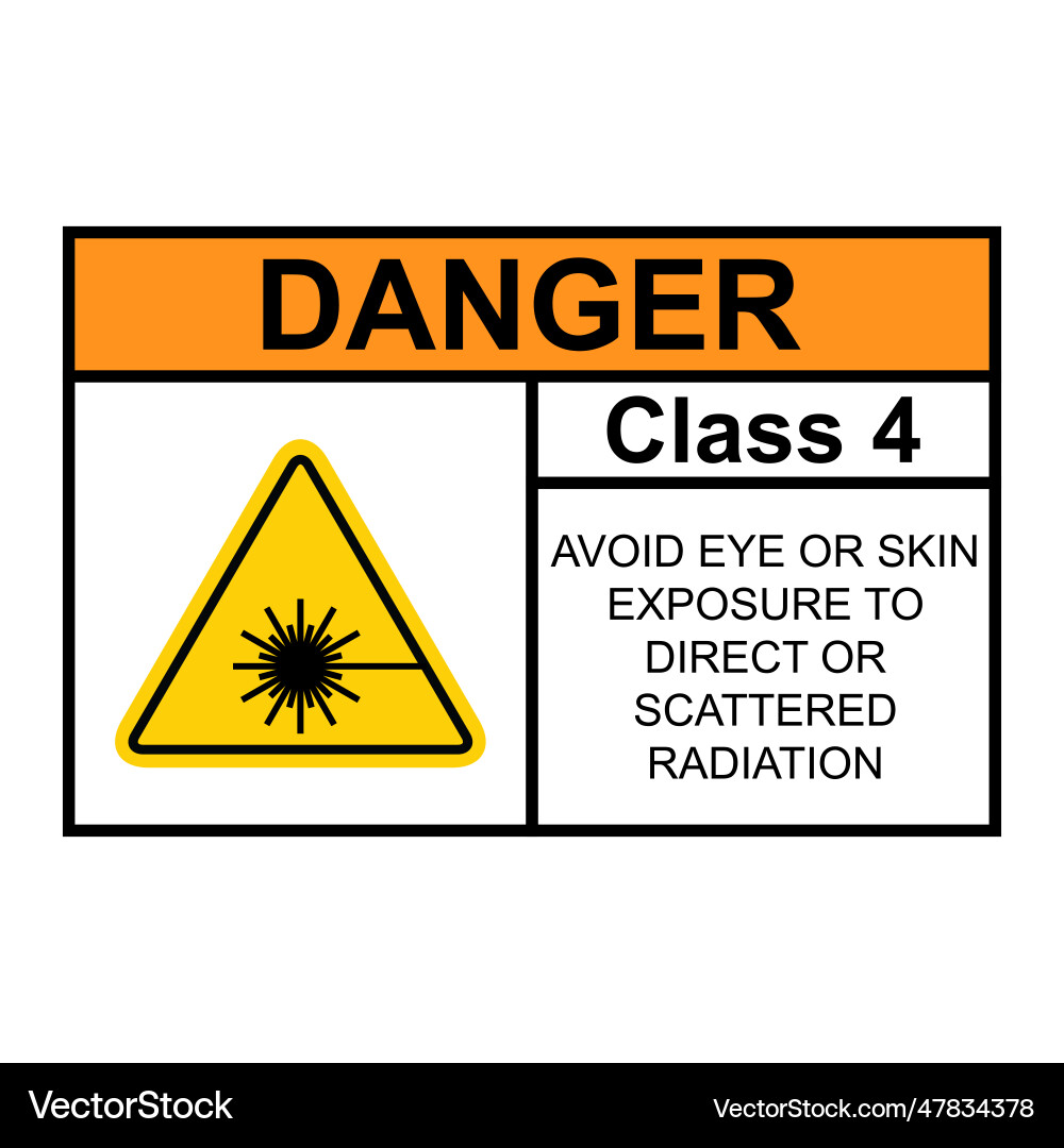 Laser radiation danger class 4 label icon safety Vector Image