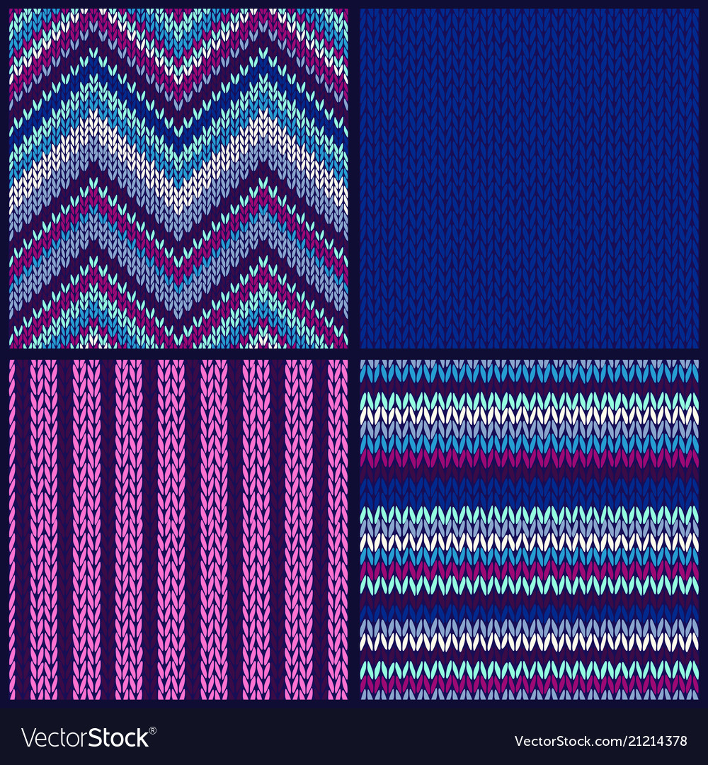 Seamless knitted pattern set Royalty Free Vector Image