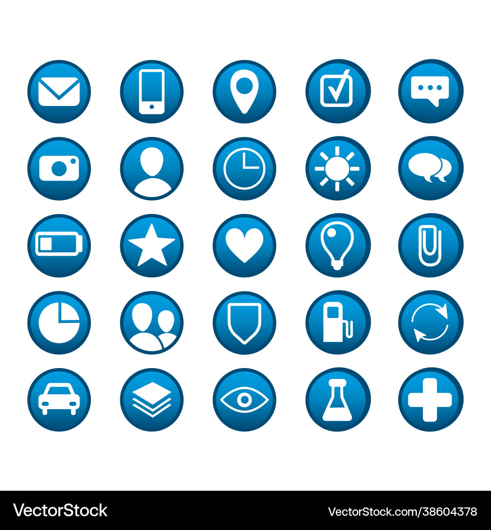 Selection round business icons on white Royalty Free Vector