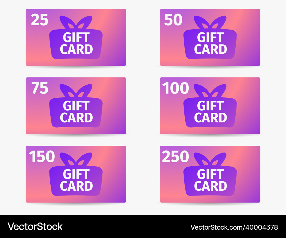 Set of gift cards with box and gradient Royalty Free Vector