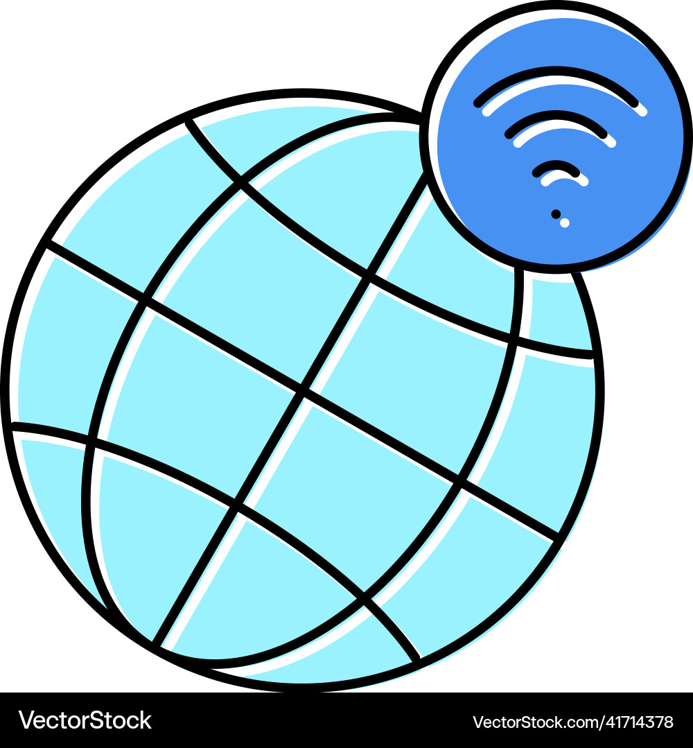 Worldwide wifi connection color icon Royalty Free Vector