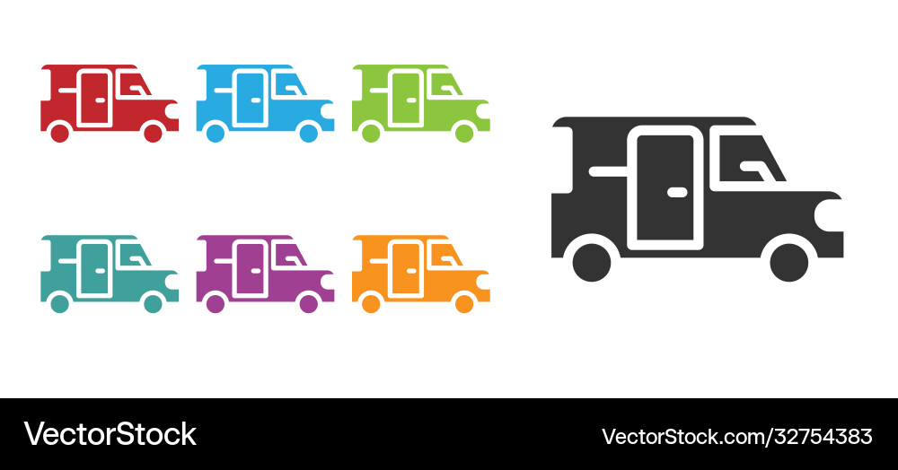 Black minibus icon isolated on white background Vector Image