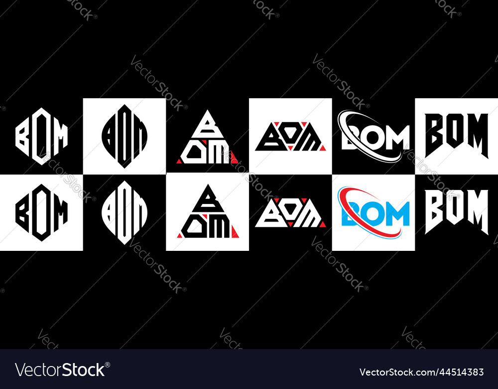 Bom letter logo design in six style polygon Vector Image