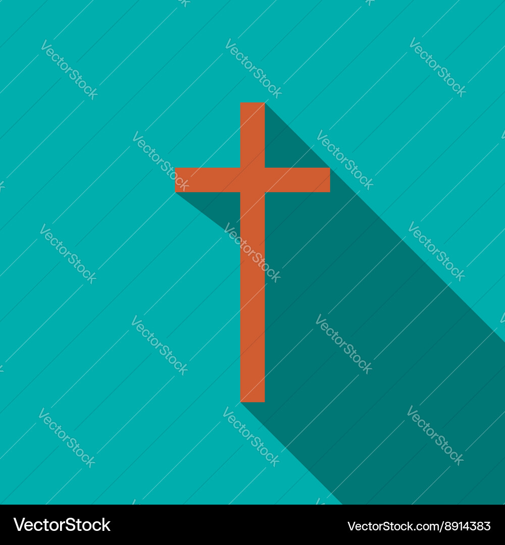 Christian cross icon in flat style Royalty Free Vector Image