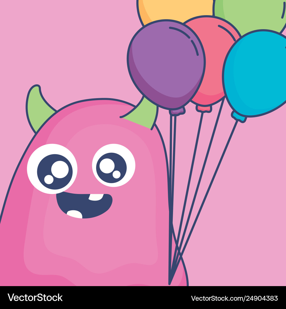 Crazy monster with balloons helium character Vector Image