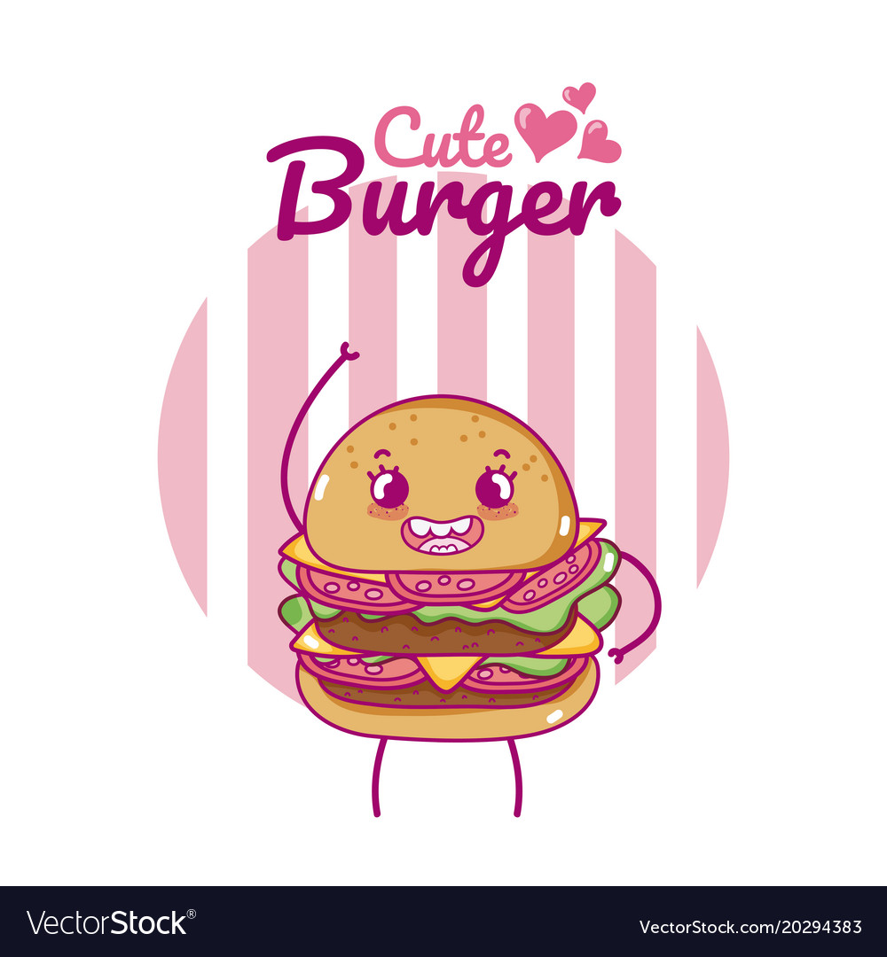 Cute Fast Food Kawaii Cartoon Royalty Free Vector Image