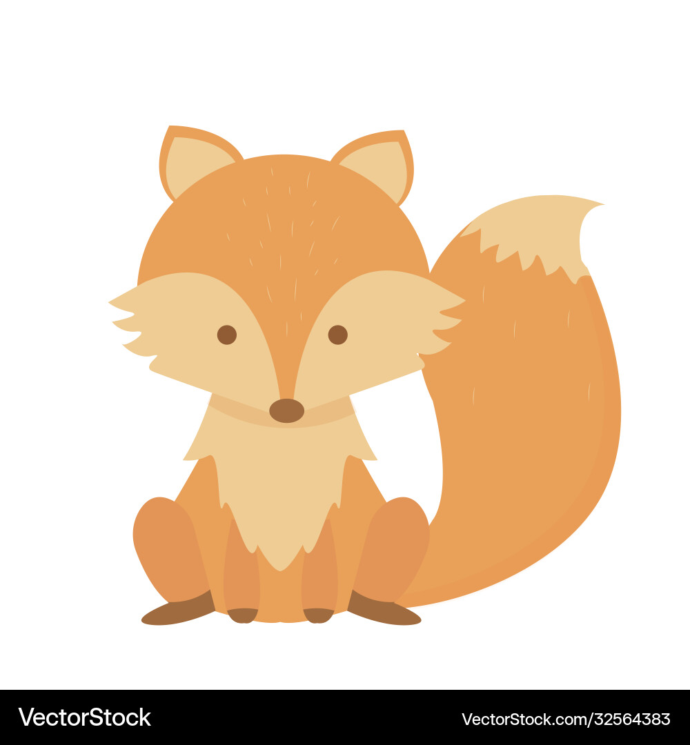 Cute little fox character sitting isolated Vector Image