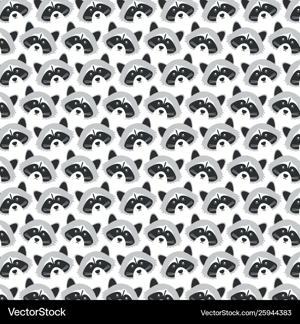 Cute raccoons woodland pattern background Vector Image