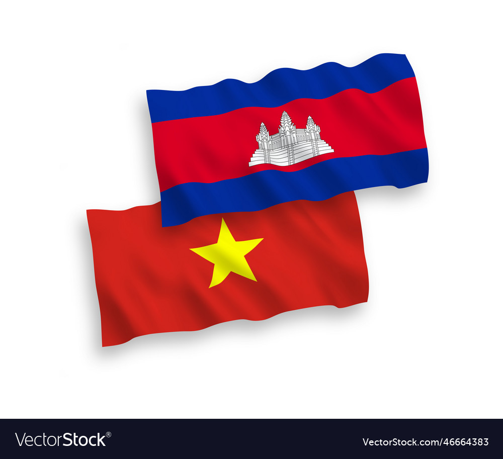 Flags of kingdom of cambodia and vietnam Vector Image
