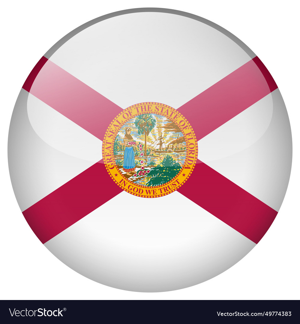 Florida flag button Royalty Free Vector Image - VectorStock