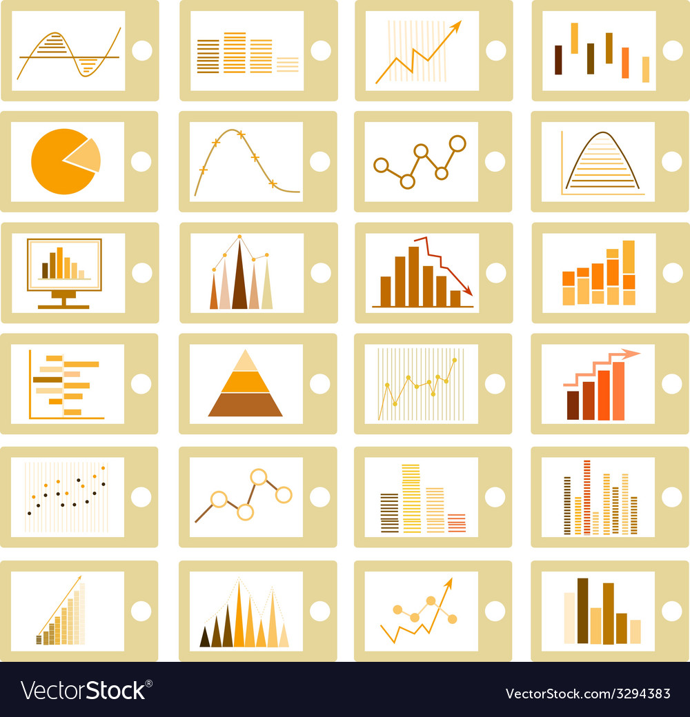 Graph and diagram for business icons Royalty Free Vector