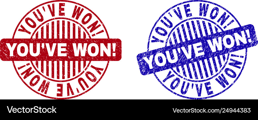 Grunge you won exclamation textured round Vector Image