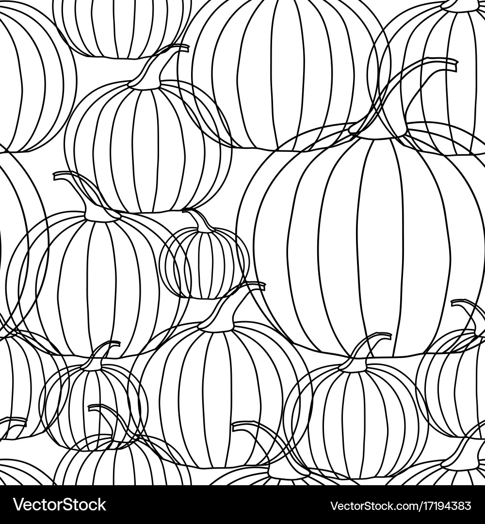 Halloween background - black line pumpkin Vector Image