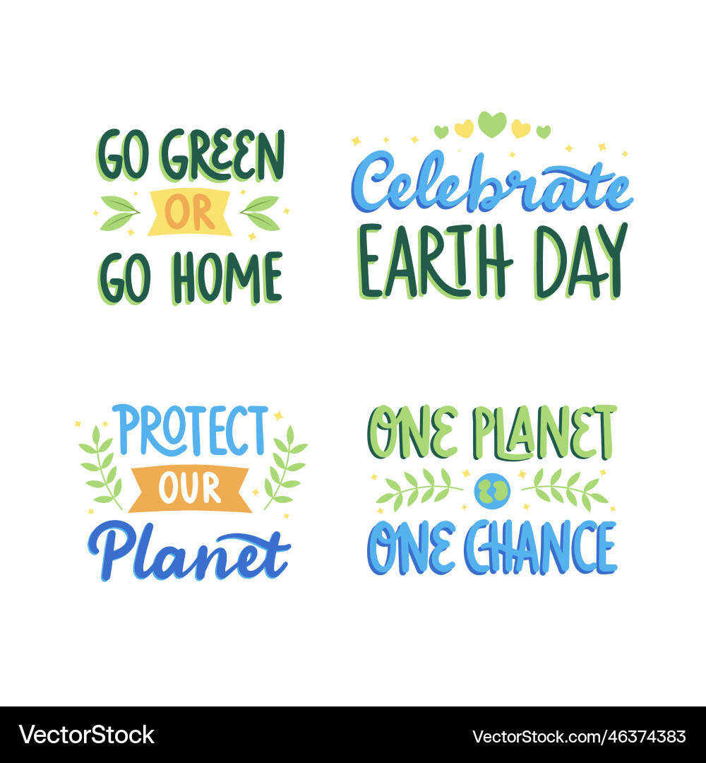 Hand drawn lettering set earth day celebration Vector Image