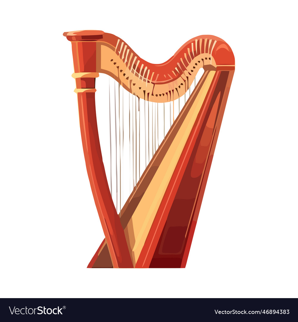 Harp musical red instrument string Royalty Free Vector Image