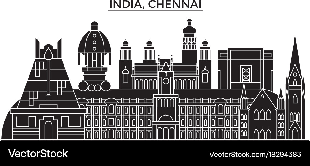 India chennai architecture urban skyline Vector Image