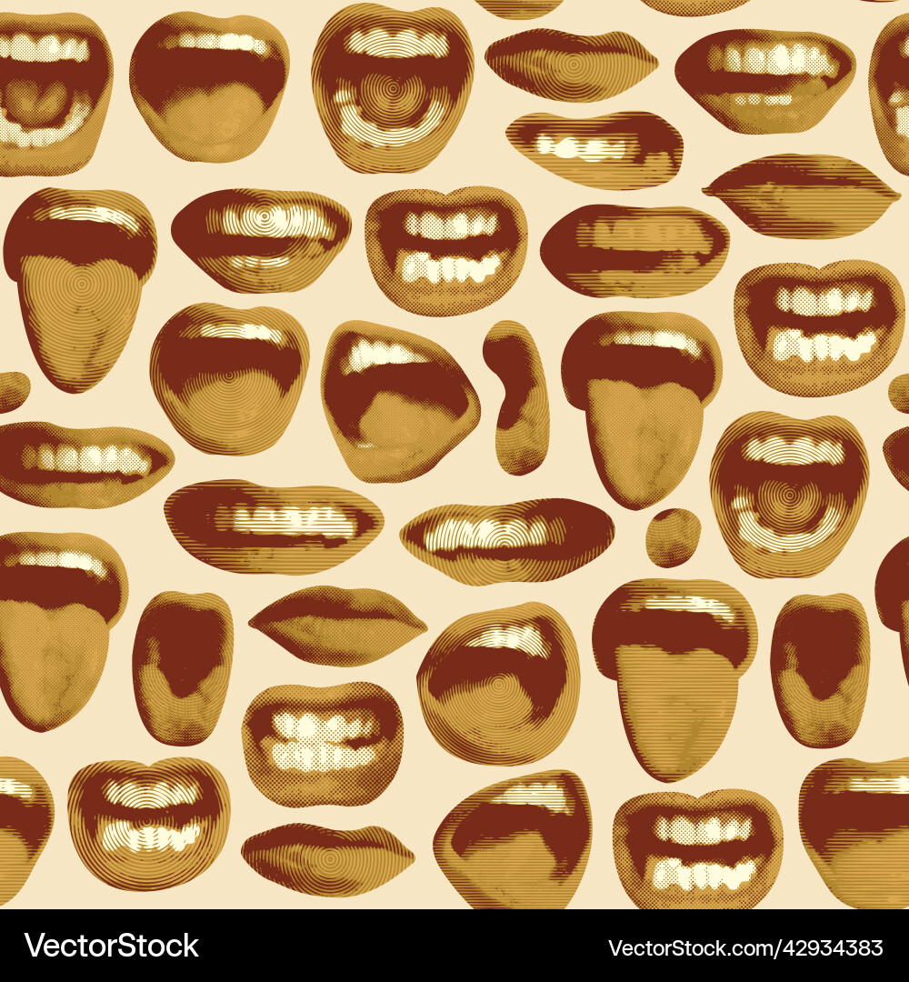 Seamless pattern mouth human sticker tongue Vector Image