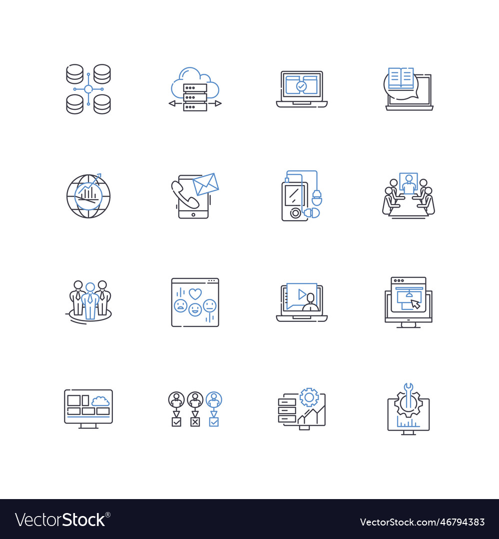 User engagement line icons collection interaction Vector Image
