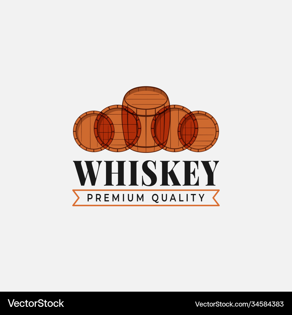 Whiskey logo with barrels on white Royalty Free Vector Image