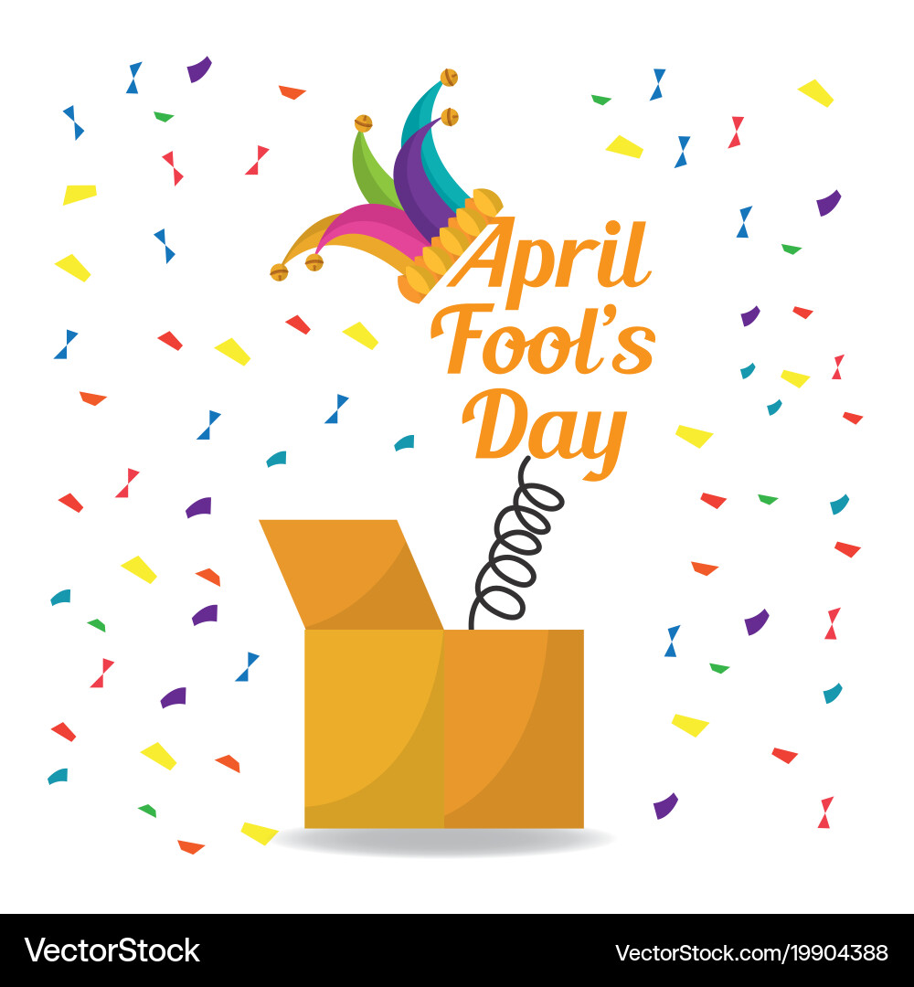 April fools day surprise box with jester hat Vector Image