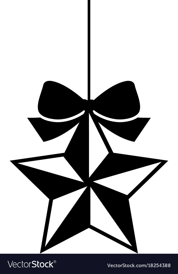 Christmas star with bow decoration icon isolated Vector Image
