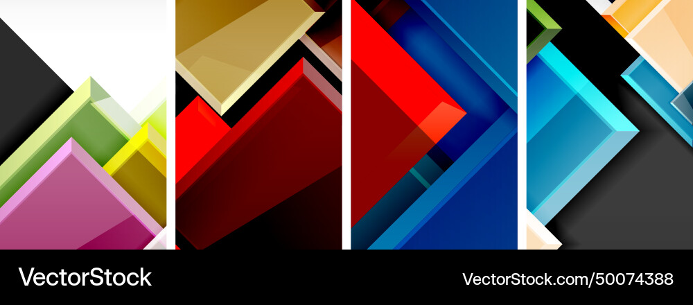 Color glass glossy square composition poster set Vector Image
