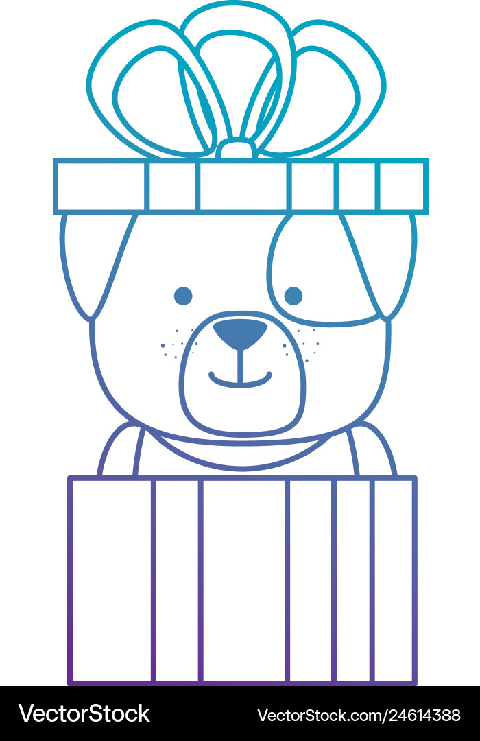 Cute dog in gift character Royalty Free Vector Image