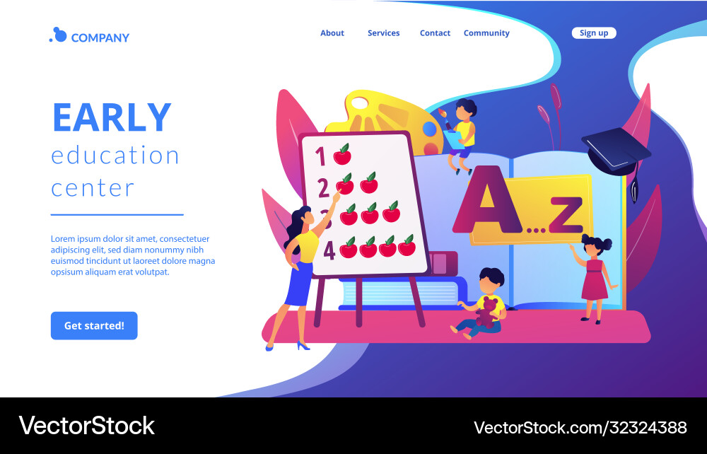 Early education concept landing page Royalty Free Vector