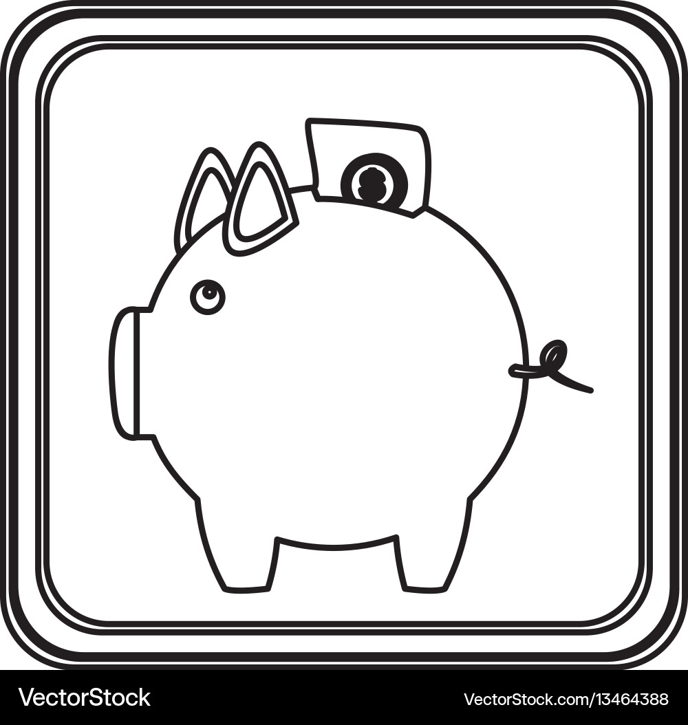 Figure emblem pig to save bill icon Royalty Free Vector