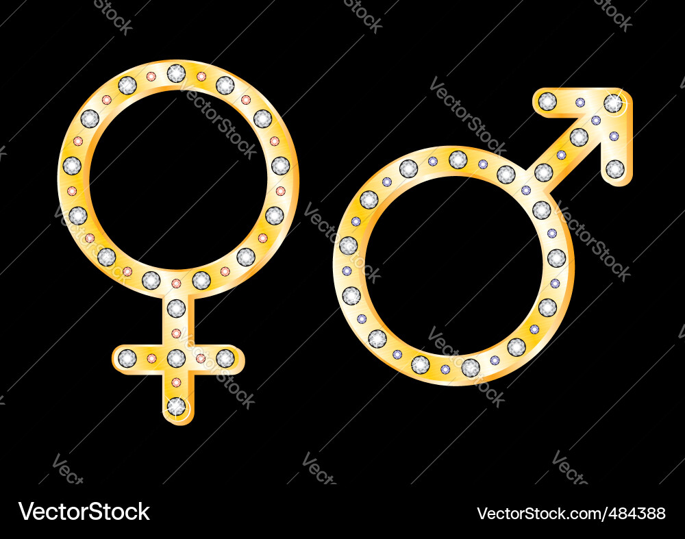 Gold gender symbols Royalty Free Vector Image - VectorStock