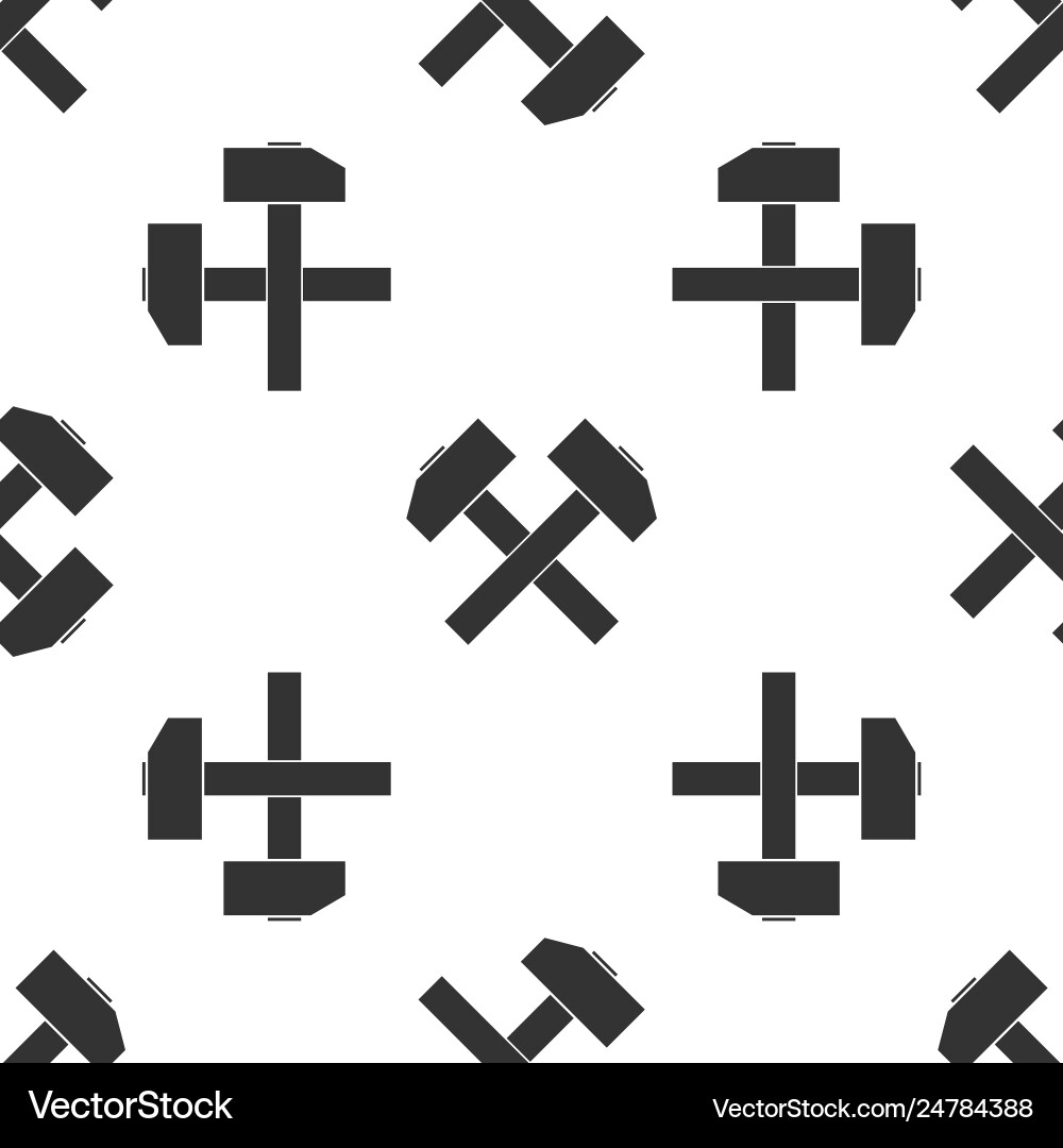 Grey two crossed hammers icon isolated seamless Vector Image