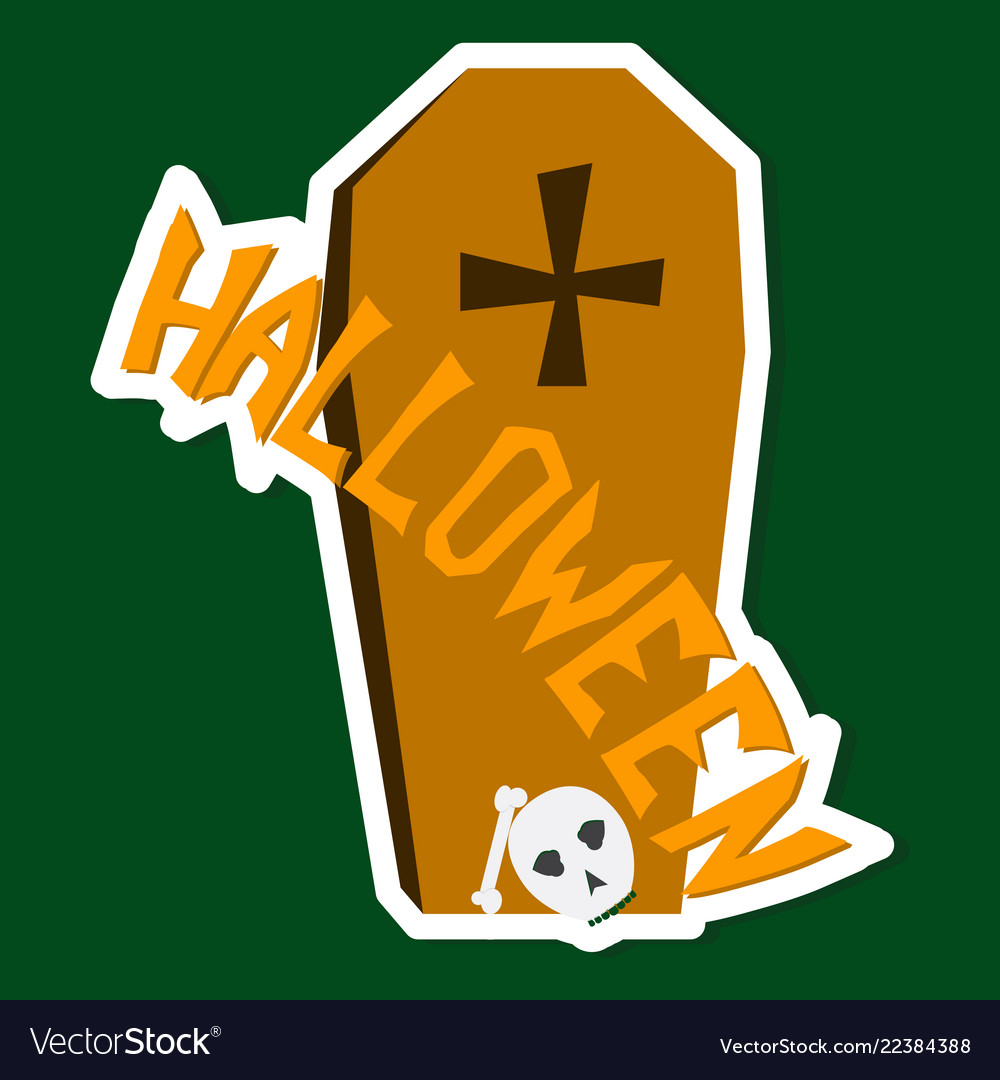 Hand drawn halloween icon with a textured coffin Vector Image