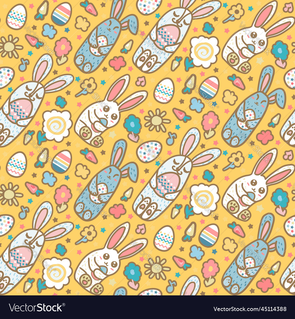 Happy easter rabbit funny seamless pattern Vector Image
