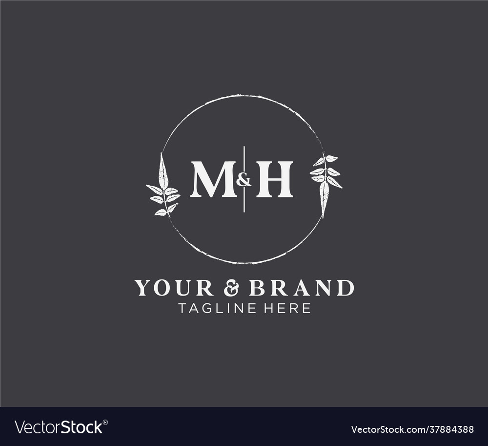 Initial mh letters floral frames botanical Vector Image Initial mh letters floral frames botanical Vector Image
