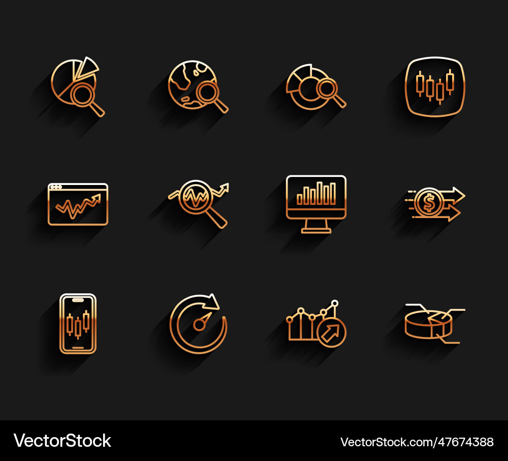 Set line mobile stock trading digital speed meter Vector Image