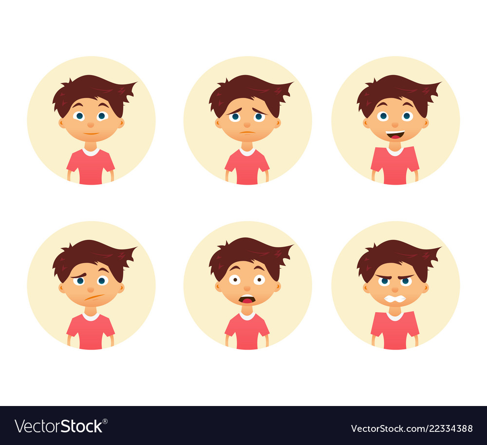 Set of emotion cute boy facial expression Vector Image