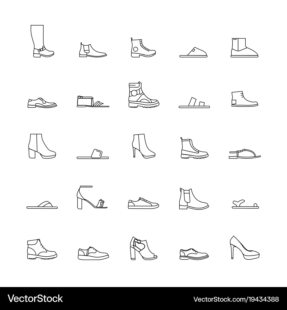 Shoes outline icons Royalty Free Vector Image - VectorStock