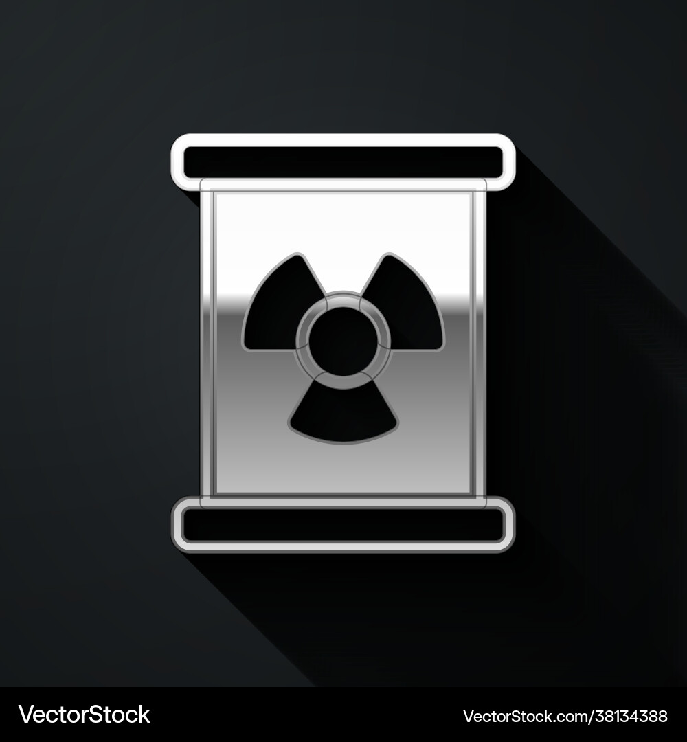 Silver radioactive waste in barrel icon isolated Vector Image