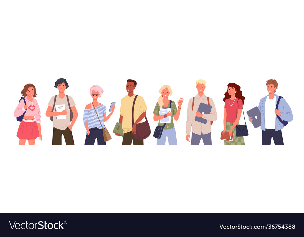 Student people diversity set young multinational Vector Image