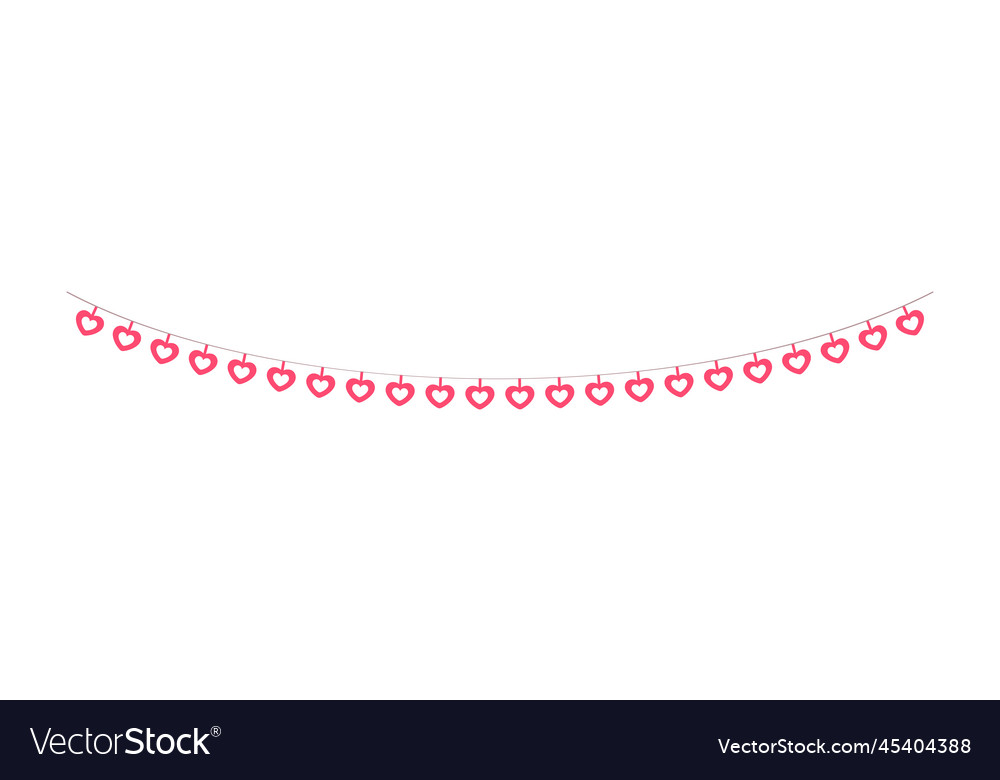 Valentines day red hearts banner bunting clipart Vector Image