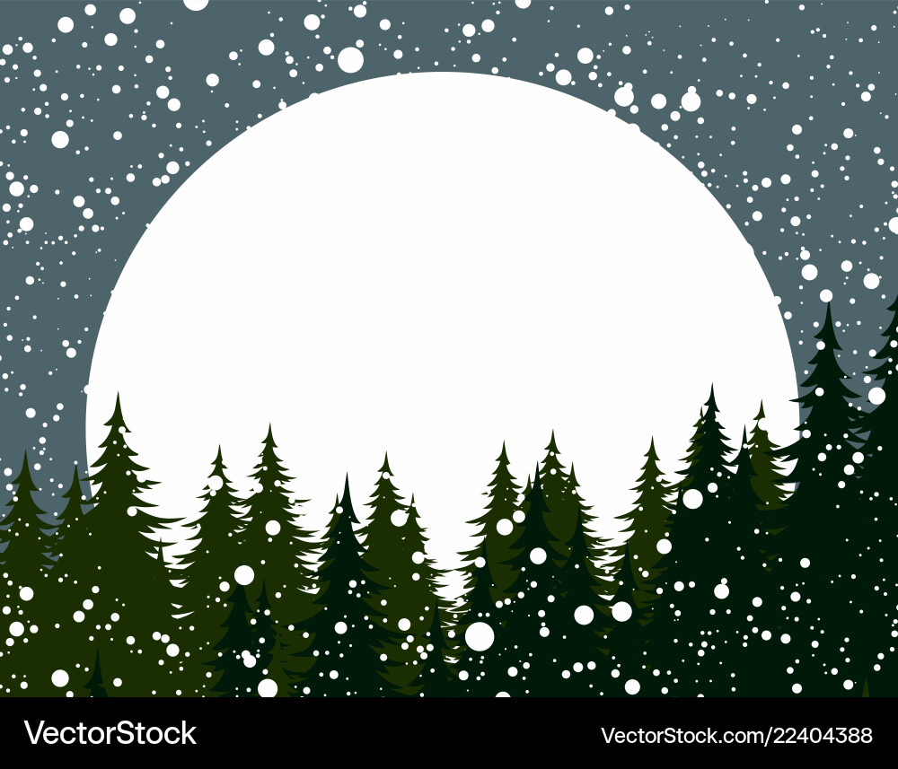 Winter forest with sun dawn Royalty Free Vector Image